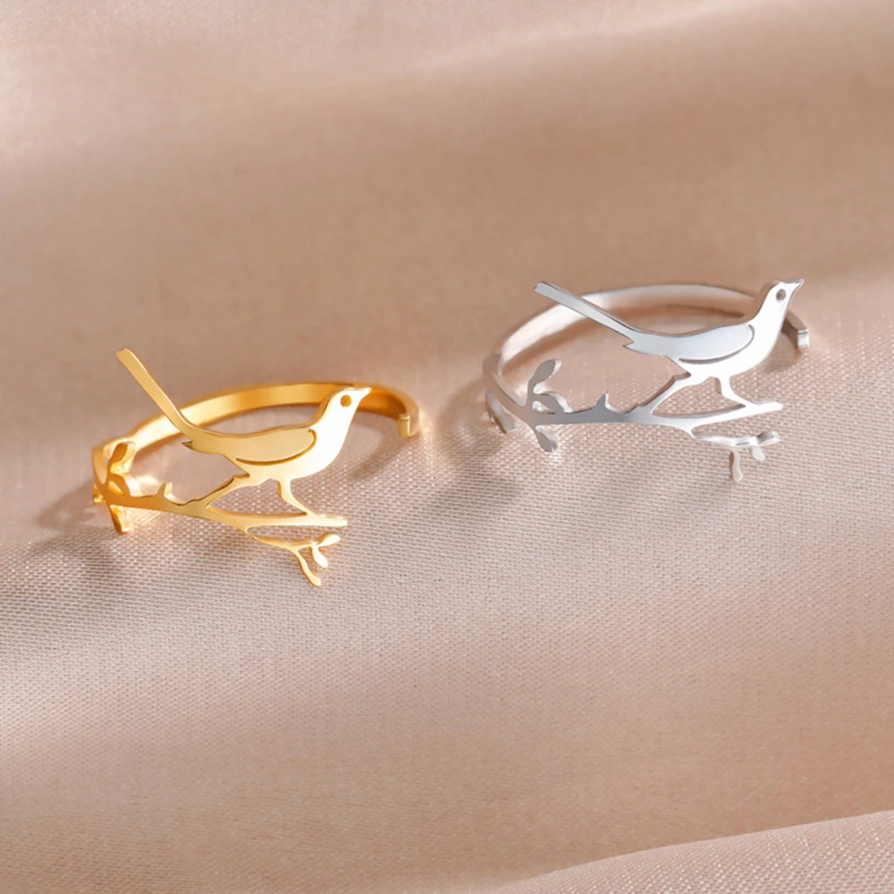 My Shape Bird and Branch Ring Hummingbird Adjustable Finger Rings ...