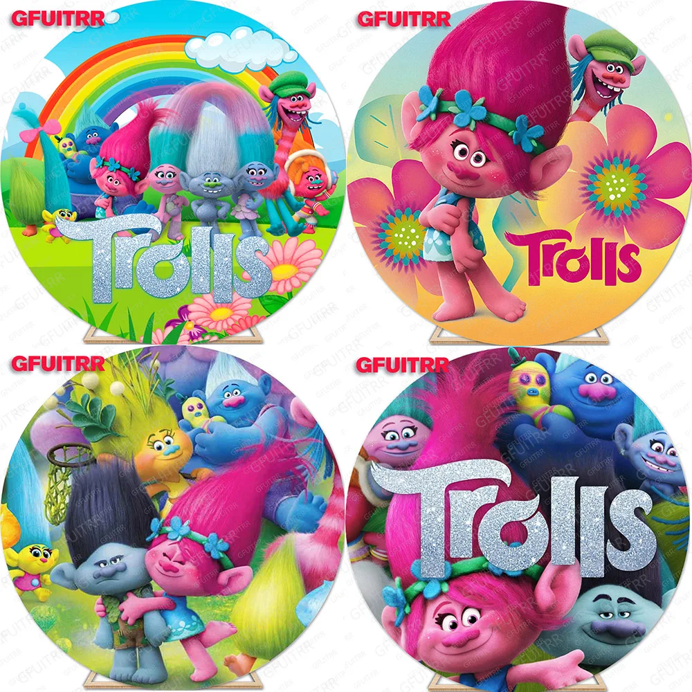 TROLLS-Magic-Hair-Elf-Theme-Backdrop-Round-Kid-Birthday-Party ...