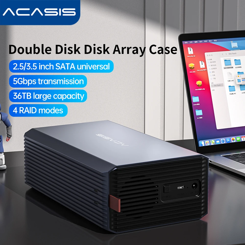 Acasis 3.5/2.5 inch HDD Case Dual-Bay Enclosure Support Raid Mode ...