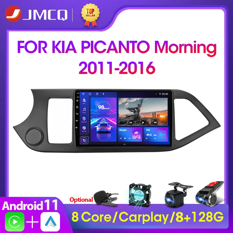 JMCQ Radio multimedia con GPS para coche, reproductor de vídeo con Android 11, 2DIN, Carplay ...