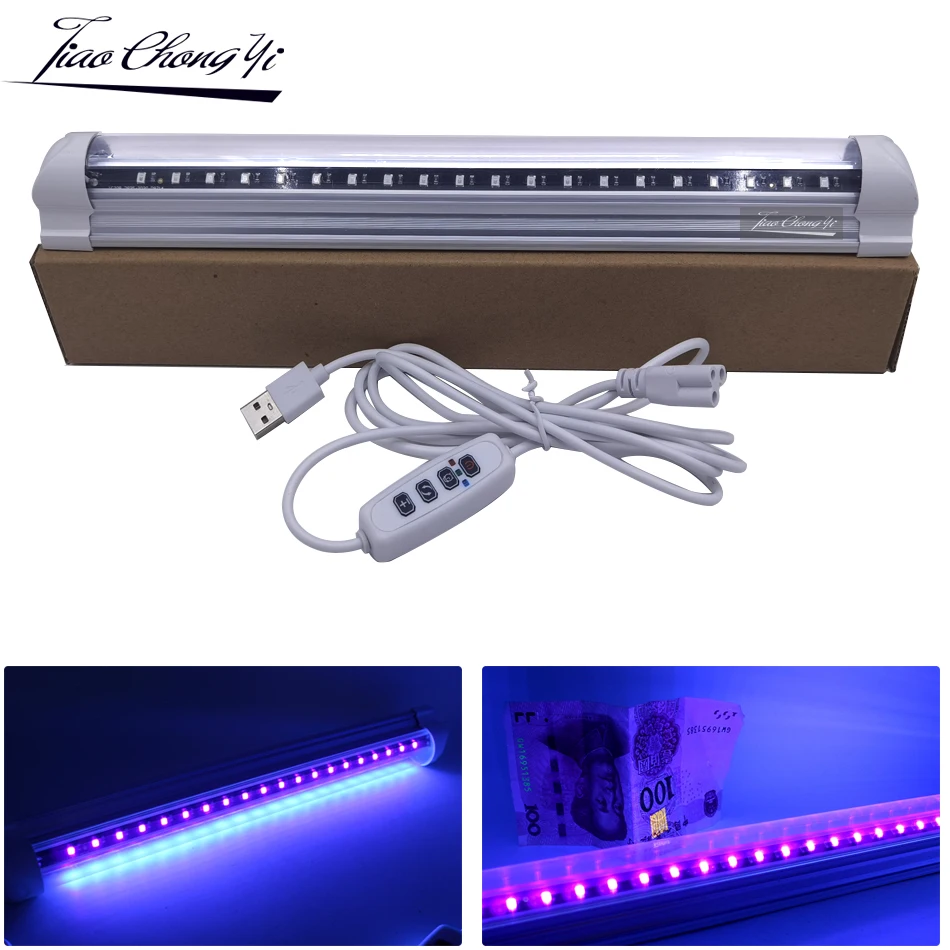 T8 10w Uv Led Tube Blackligh 395nm Purple Bar Lamp Dc5v With Usb Dimmer ...