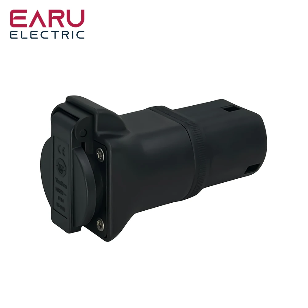 EARU Portable 220V Type 2 Male Plug to Schuko Socket EV Charging Adapter With lock hole For EV ...