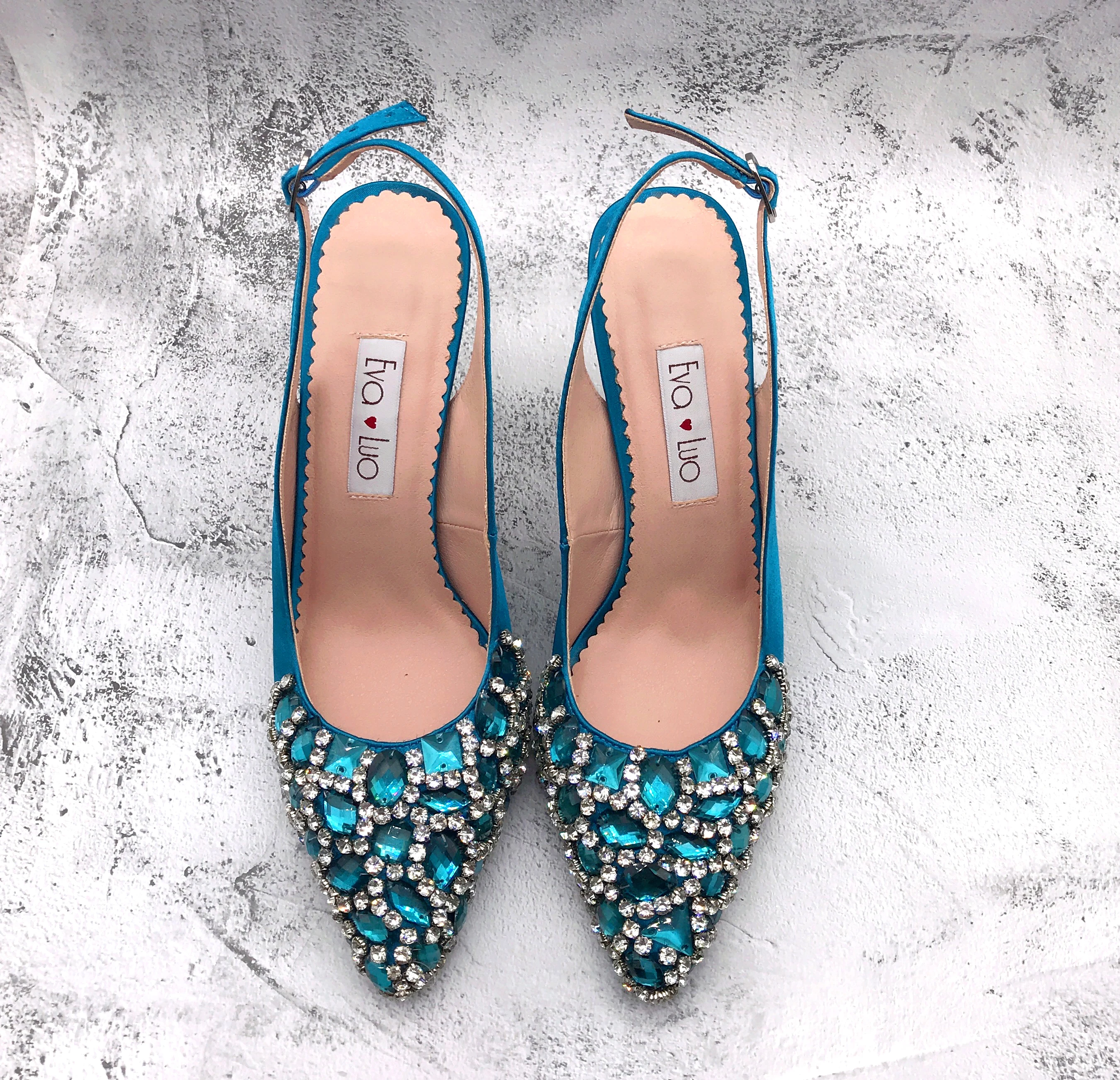 Flat Bridal Shoes Blue