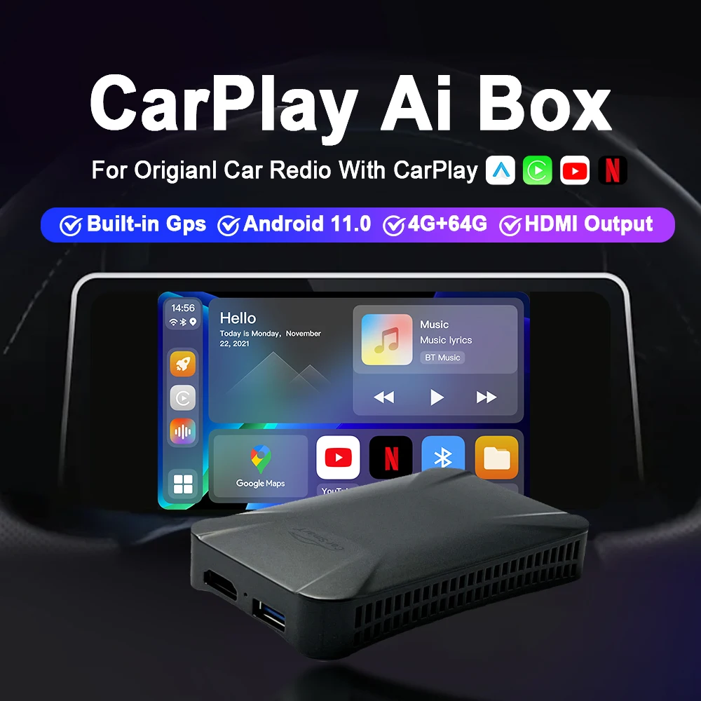 Carplay Ai Box Android 11 Netflix Youtube Hdmi Android Auto Box 4+64g ...