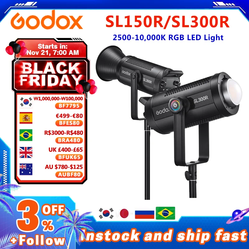 Godox-SL300R-SL150R-RGB-LED-Video-Light-2500K-10000K-CRI-95-TLCI-96 ...