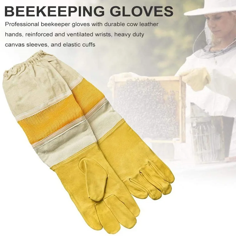 1 pair Bee Gloves Sheepskin Anti bee Beekeeping Tools For Beekeeper ...