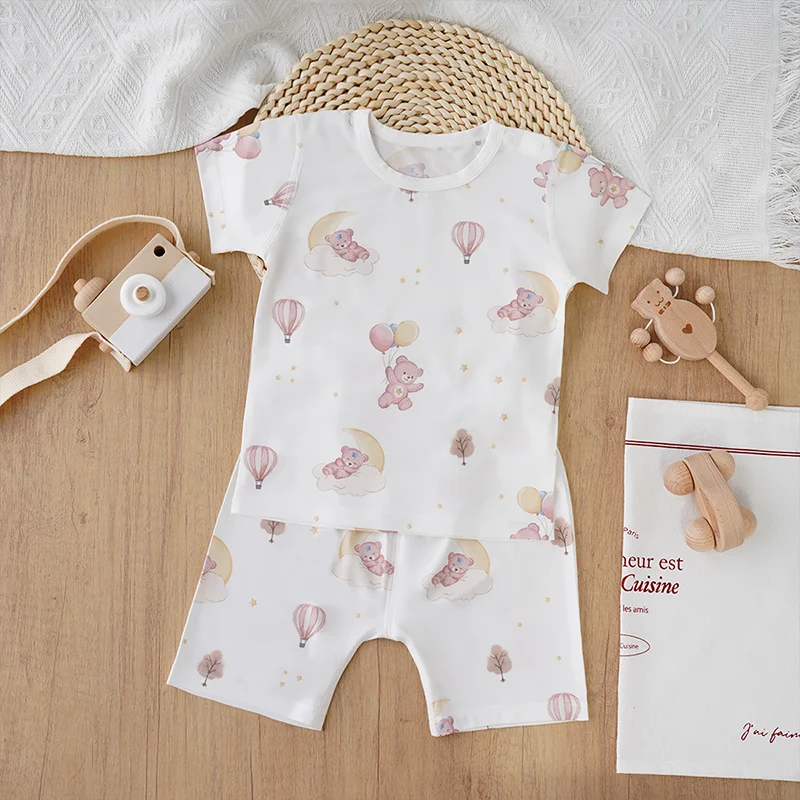 New Summer Baby Clothes Set Modal Sweat Absorption Cute Fashion Suit ...