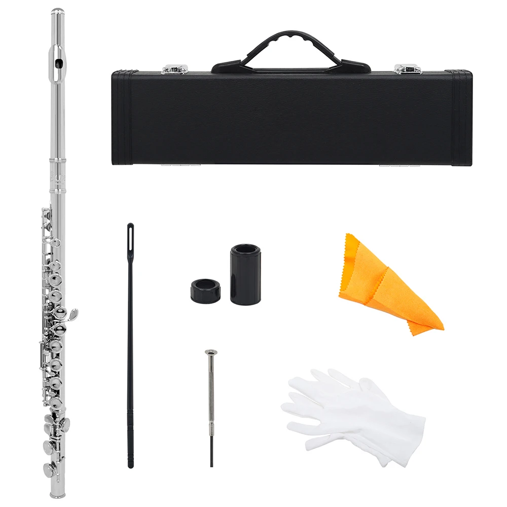 SLADE 16 Closed Open Holes C Key Professional Transverse Flute Concert ...