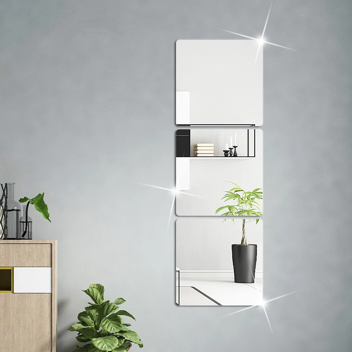 4pcs-20-30cm-3D-Self-adhesive-Mirror-Wall-Stickers-Thickened-2mm ...