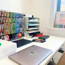 Acrylic Transparent Marker Holder Stationery Storage Box Pen Pencil ...