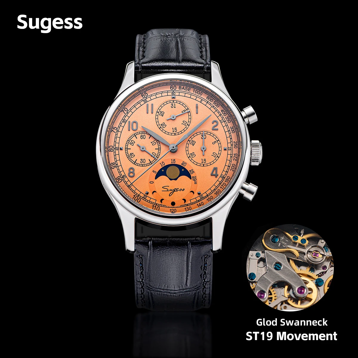 Sugess-Watch-of-Men-Chronograph-Tianjin-ST1908-Swanneck-Movement ...