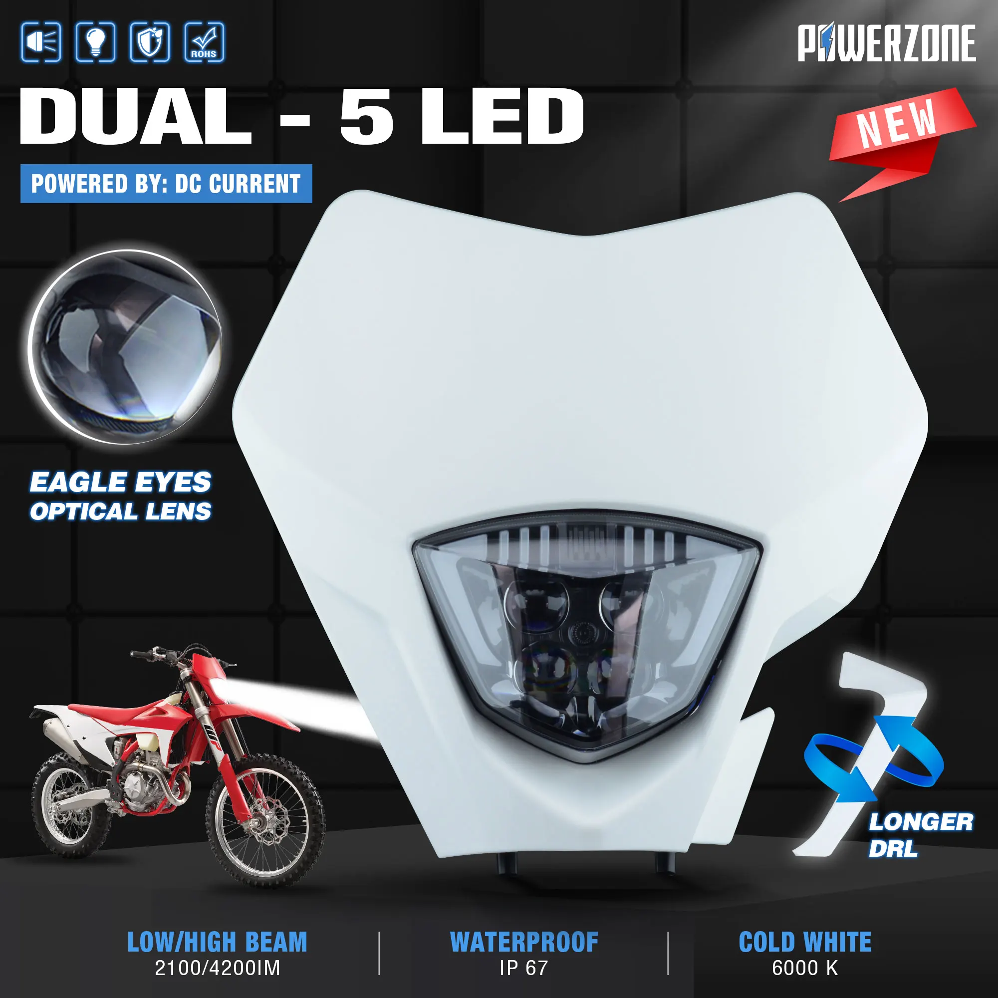 PowerZone-Motorcycle-LED-Headlight-Headlamp-Head-Light-Supermoto-Fairing-For-GASGAS-EC-2021-2022 ...