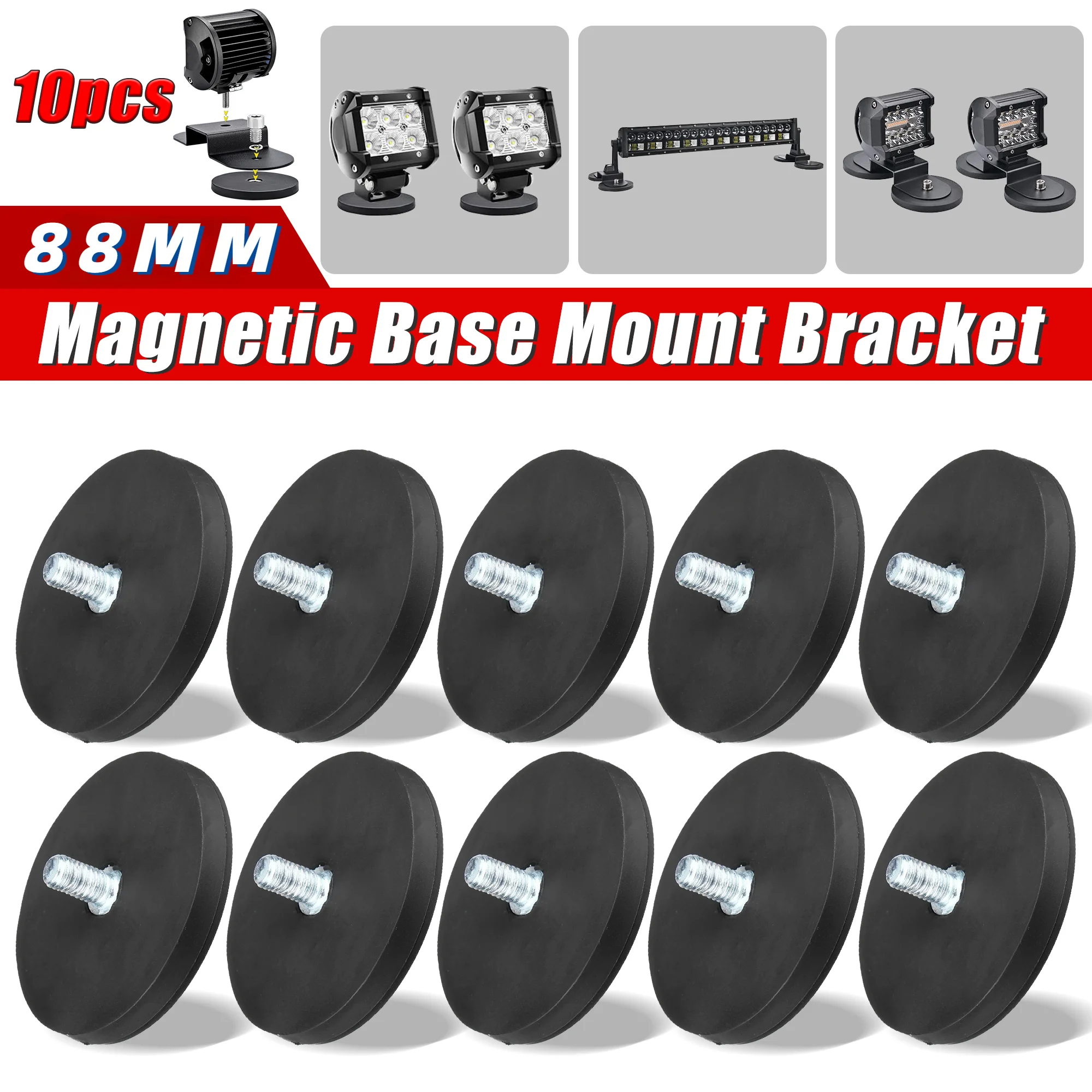 10PCS-88MM-M10-Bolt-Magnetic-Base-Mount-Bracket-Clamp-LED-Work-Light ...