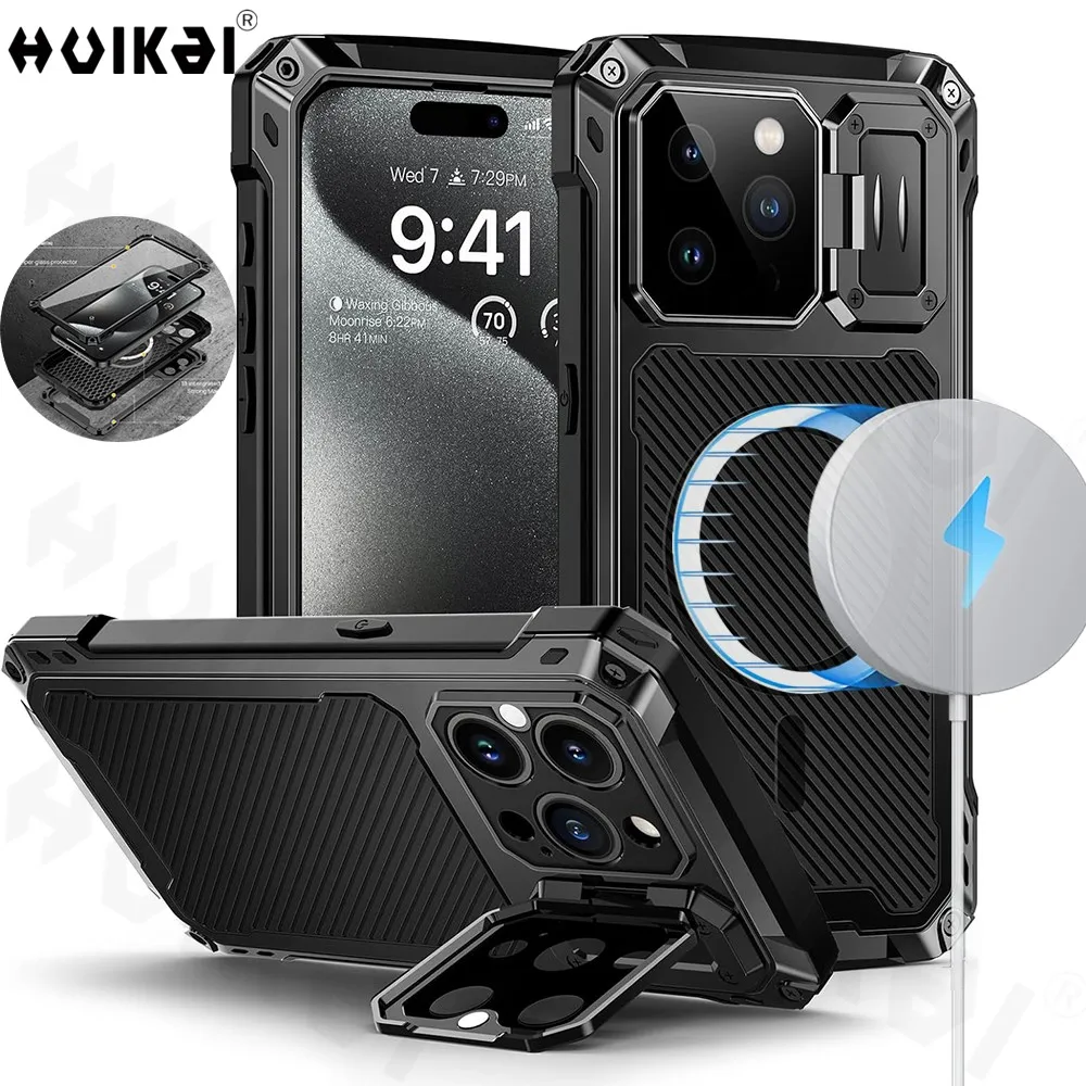 Funda-de-Metal-resistente-para-iPhone-Protector-de-pantalla-de-vidrio ...