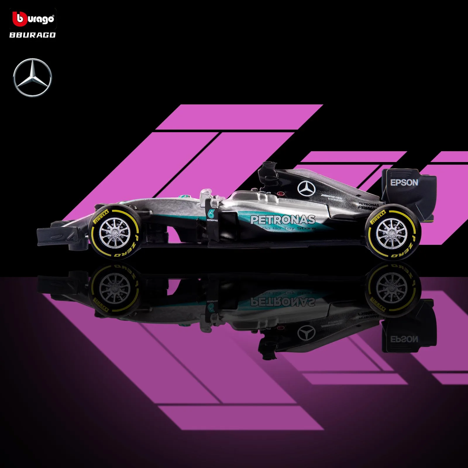 Bburago 1:43 Mercedes Benz AMG Diecast Model Car F1 Team Driver Racing ...