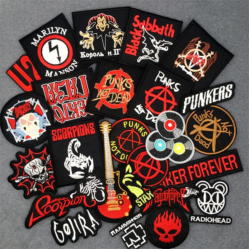 25pcs-lot-Punk-Rock-Patches-Iron-on-Clothes-DIY-Band-Embroidered ...