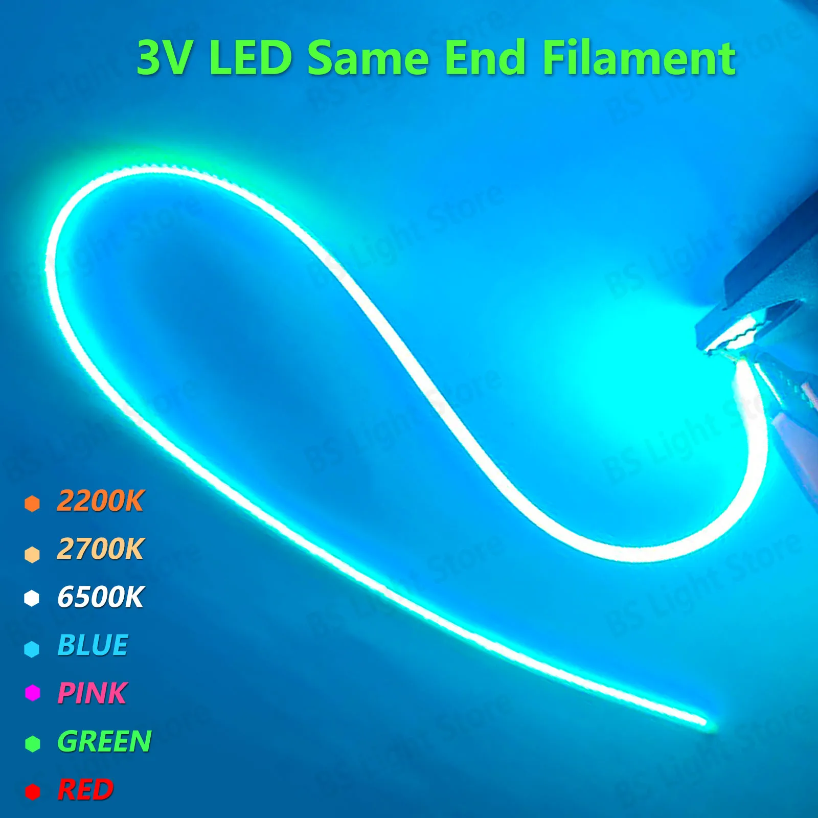 LED Same End Filament Flexible Ultra Slim 3V Spiral Bulb Filament Retro ...