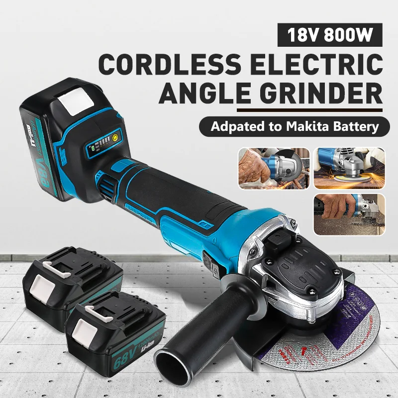 18V 800W Brushless Impact Angle Grinder 125mm Electric Cordless ...
