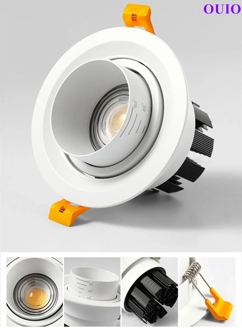2022 New Style Dimmable Embedded Zoom 15-60 Degrees Led Downlights 10w12w 15w18w 20w24w Ceiling ...