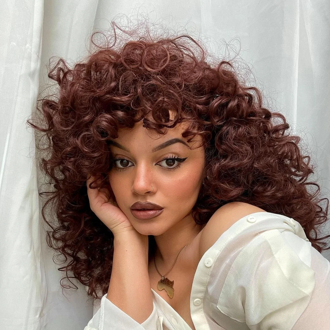 Wig-with-Bangs-Brown-Bouncy-Curls-Wigs-for-Women-Girls-18-inch ...