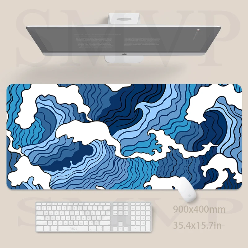 Blue-Wave-Large-Desk-Pad-100x50cm-Big-Computer-Mousepads-Gaming ...