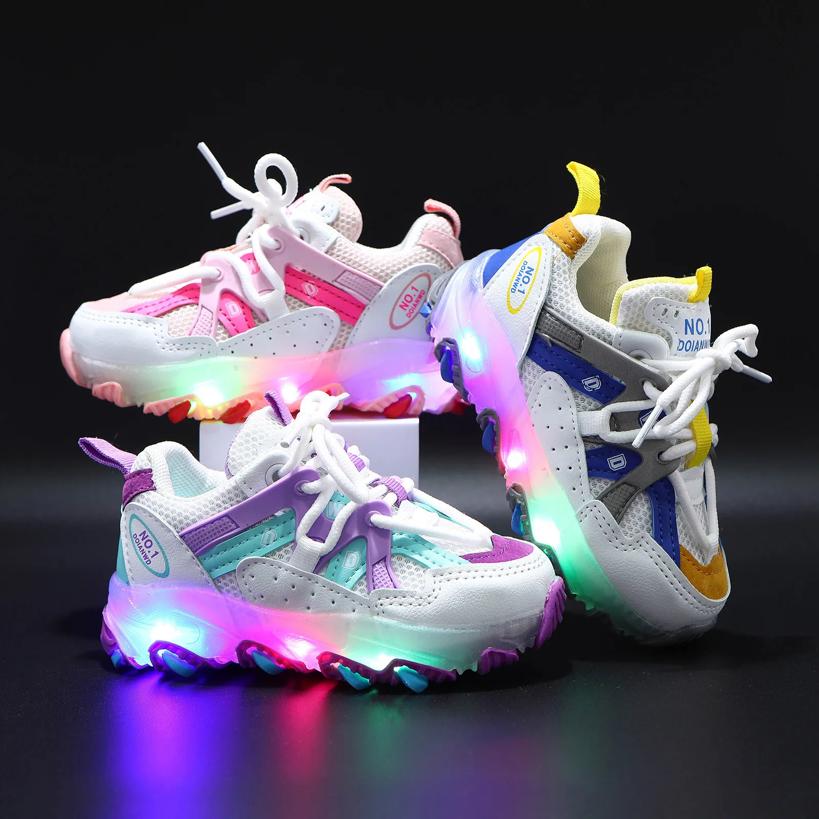 New LED Children Glowing Shoes Kids Baby Girls Sneakers Luminous Sport ...