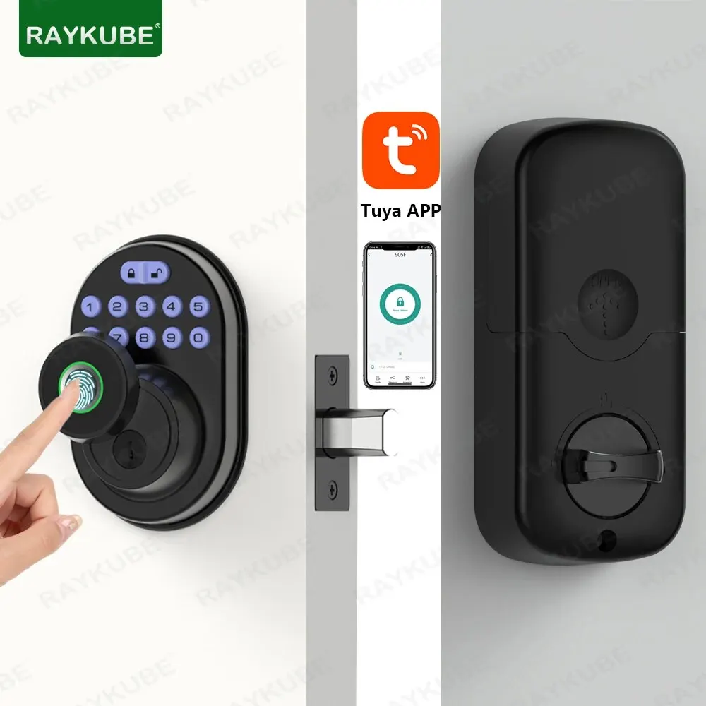 (€ 67,08) Smart Deadbolt Lock - Tuya Bluetooth Fingerprint Digital Lock ...