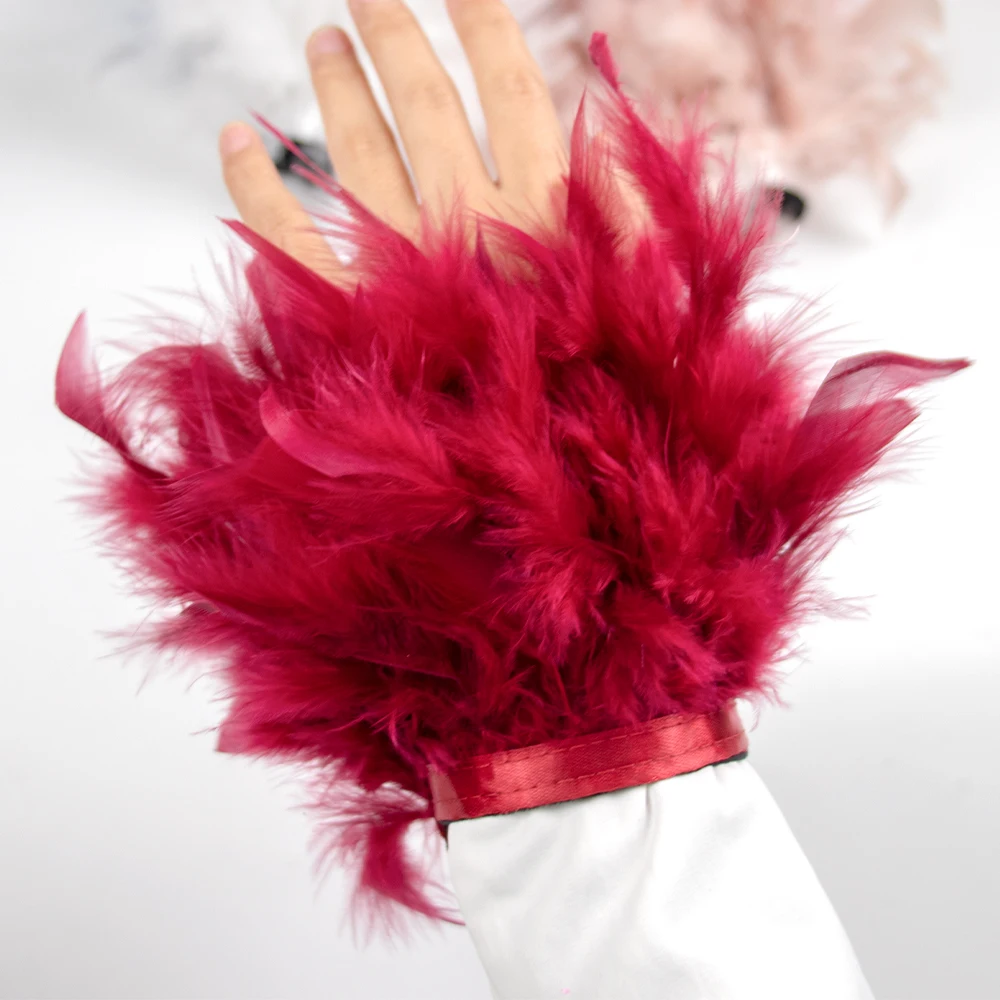 Hot Sale Women's Feather Wrist Cuffs with Real Ostrich Feathers Snap On ...