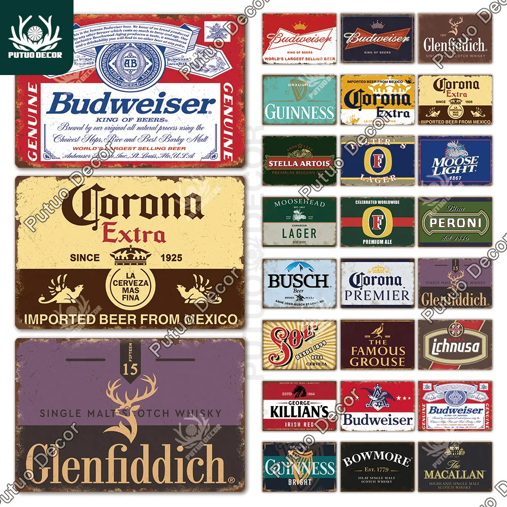Putuo Decor Beer Vintage Tin Sign Metal Sign Decorative Plaque Retro ...