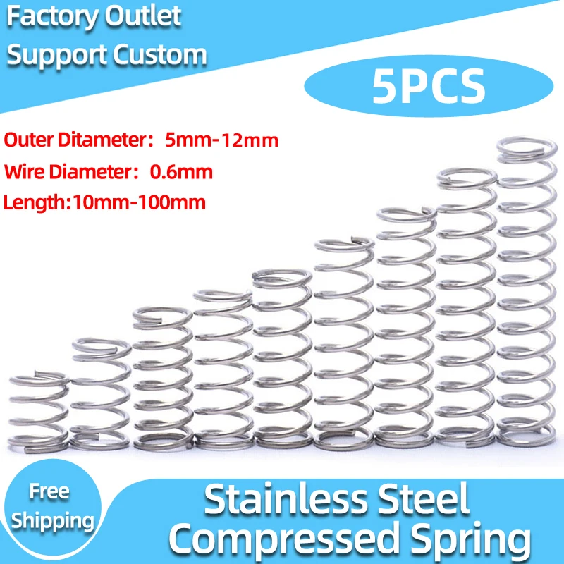 5PCS Wire Diameter 0.6mm Spring Steel Compression Spring Y-Type Rotor ...