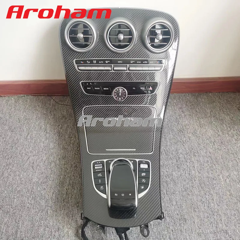 100-Real-Carbon-Fiber-Car-Center-Console-Panel-For-Mercedes-Benz-C ...