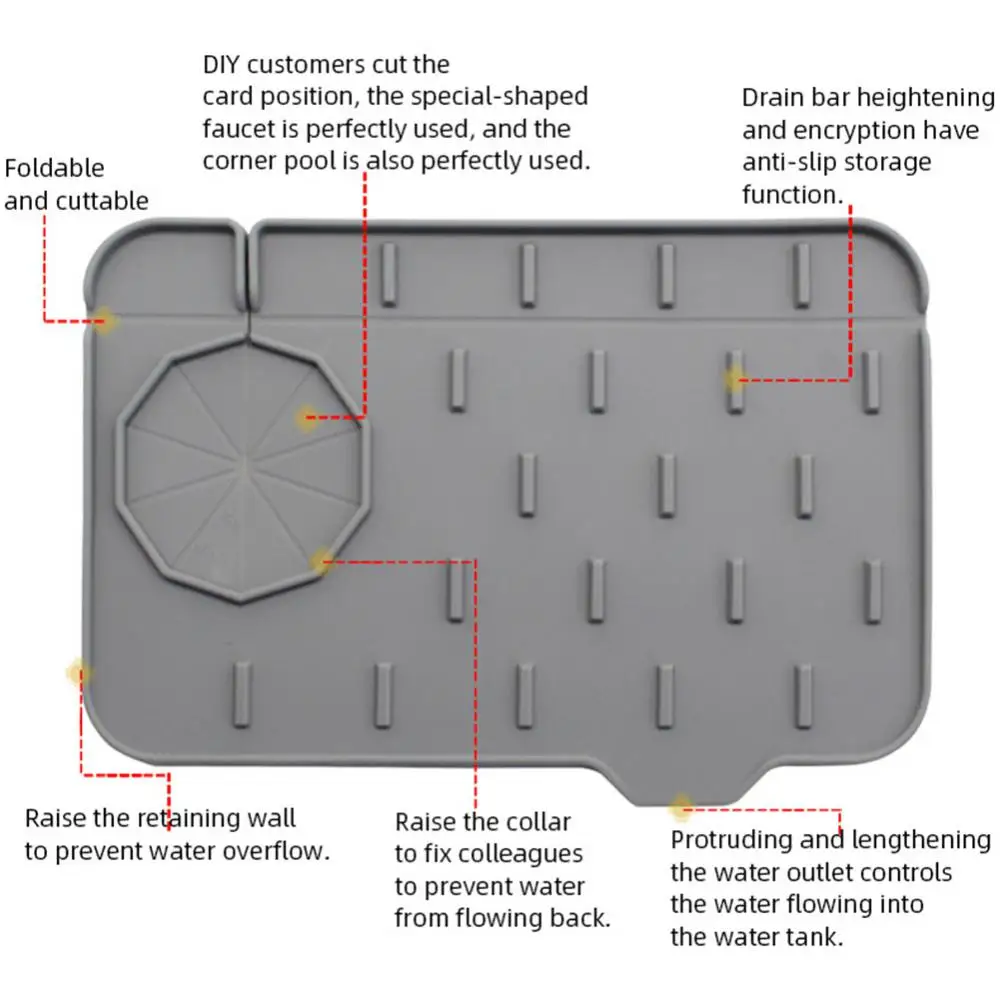 Silicone-Faucet-Mat-Kitchen-Faucet-Handle-Drip-Catcher-Tray-Double ...