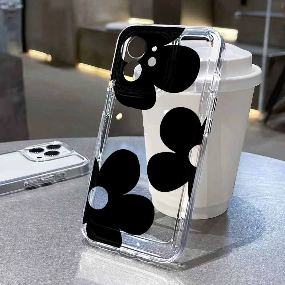 Flower-Painting-Clear-Phone-Case-For-iPhone-11-12-13-14-15-Pro-Max-XS ...