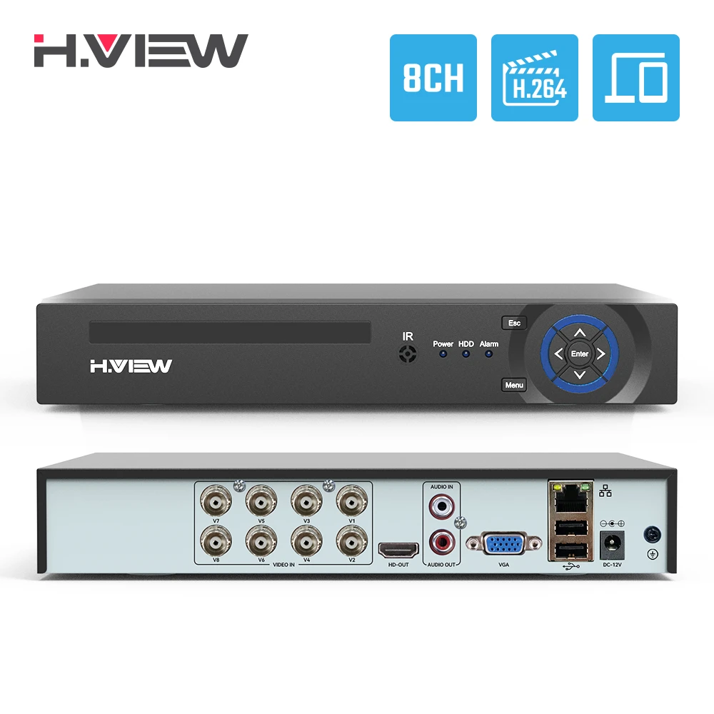 H. VIEW CCTV DVR 8ch H.264 AHD DVR NVR 8ch 디지털 비디오 레코더, 1080P HD 비디오 출력 ...