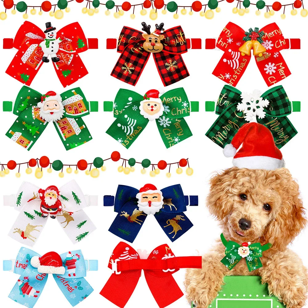 20PCS-Pet-Dog-Handmake-Bowtie-Christmas-Style-Bow-Tie-for-Small-medium ...