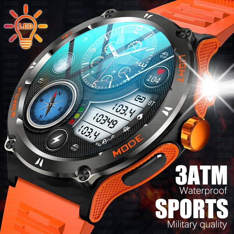 KT76 Smart Watch 3ATM Waterproof 1.53" Men Sport Compass LED Strong ...