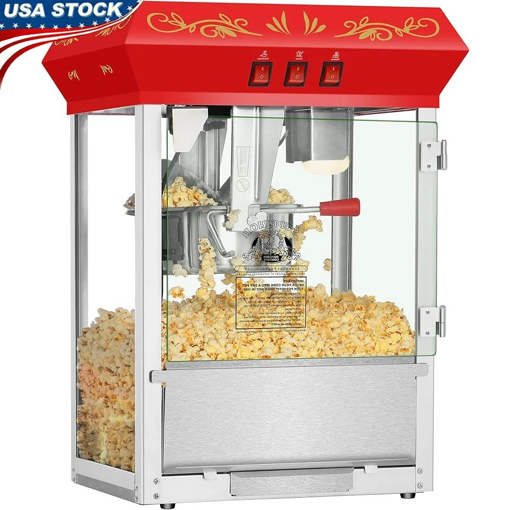 Countertop Popcorn Maker 850W Theater Style Red Vintage Popcorn Popper ...