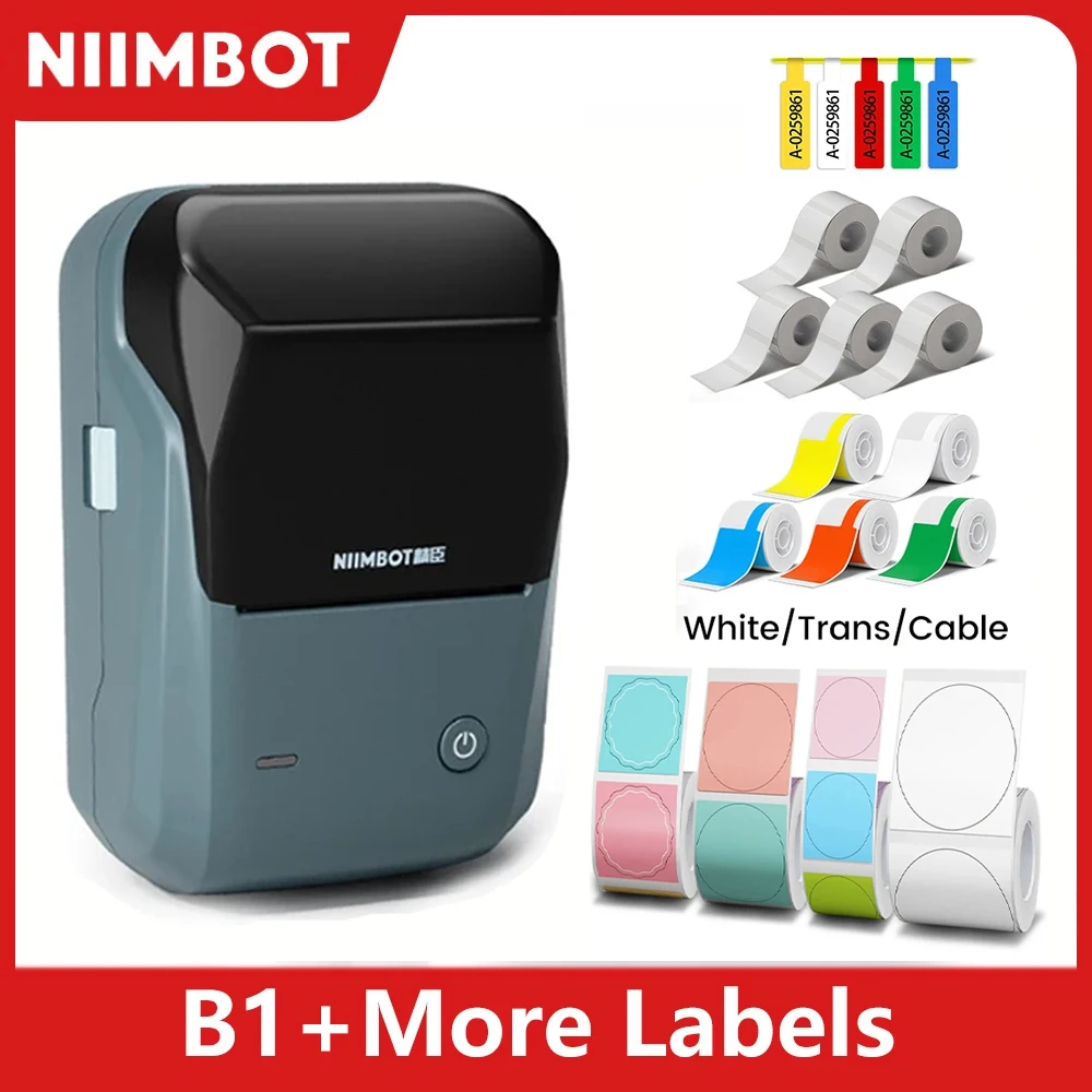 Niimbot-B1-Portable-Thermal-Printer-Self-Adhesive-Sticker-Label-Maker-Pocket-Printer-White-Cable ...