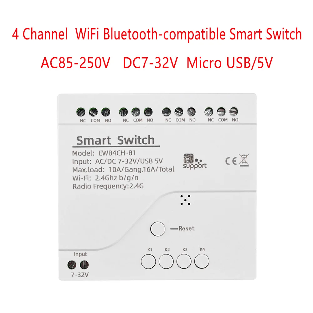 For-eWeLink-4-Channel-Smart-WiFi-Bluetooth-compatible-Wireless-Relay ...