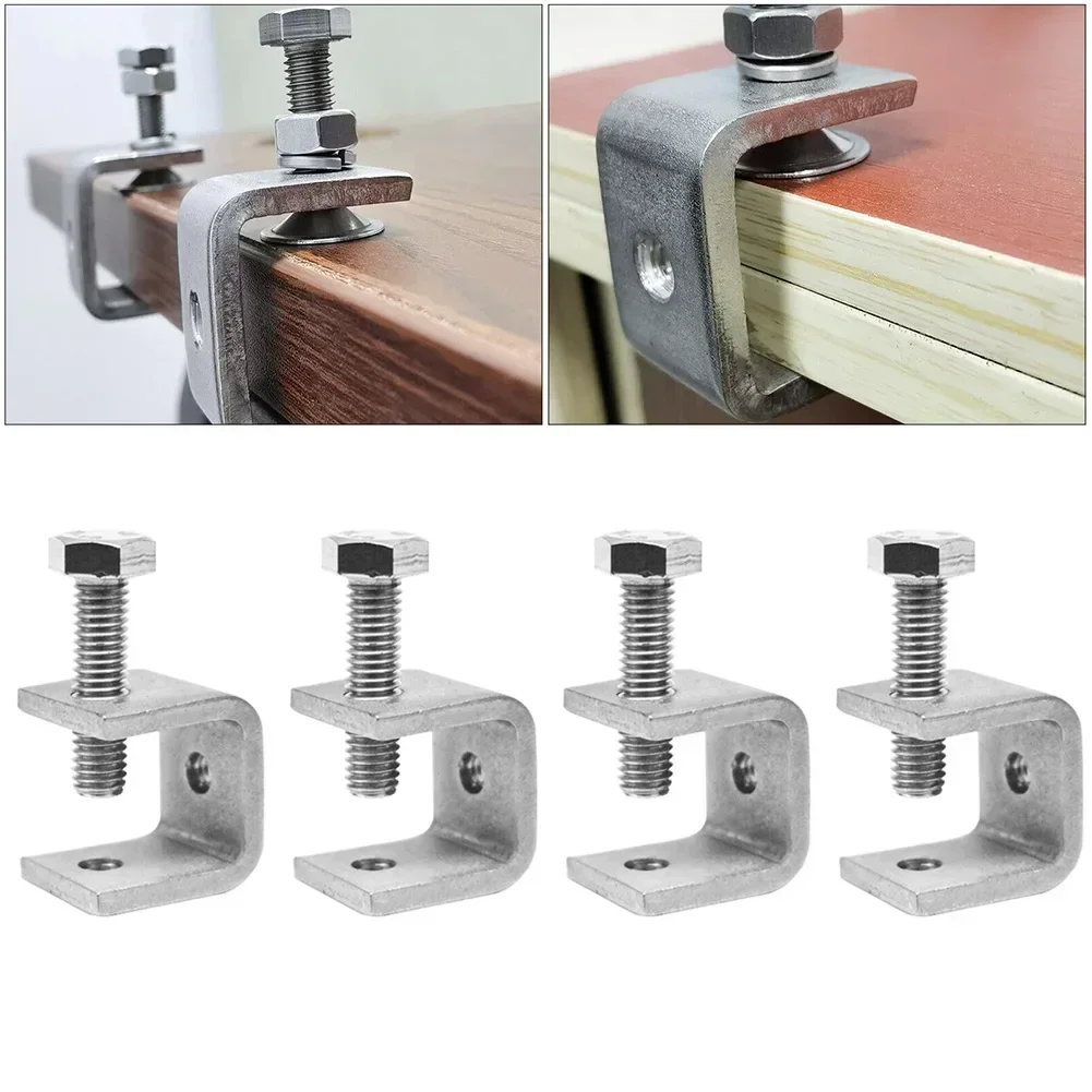 1/2/4pcs Stainless Steel C Clamps Jaw Tiger Clamp Mounting Small Desk ...