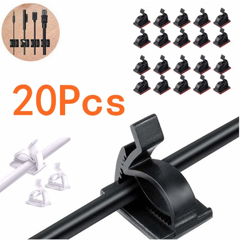 20-Pcs-Cable-Clips-Self-Adhesive-Cord-Management-Black-Wire-Holder ...