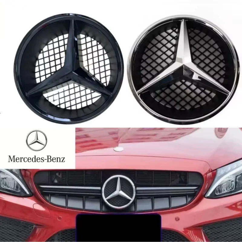 Applicable-to-Mercedes-Benz-W204-black-silver-border-decorative-logo ...