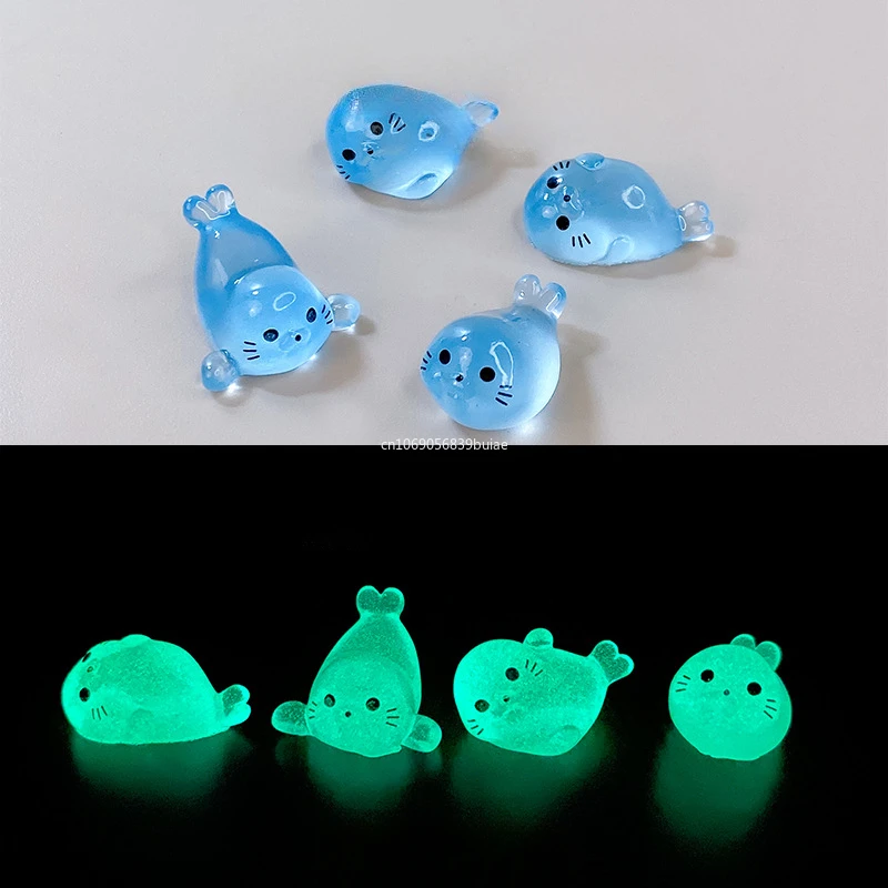 4/1PCS Marine Animal Glowing Seal Miniature Statue DIY Decoration ...