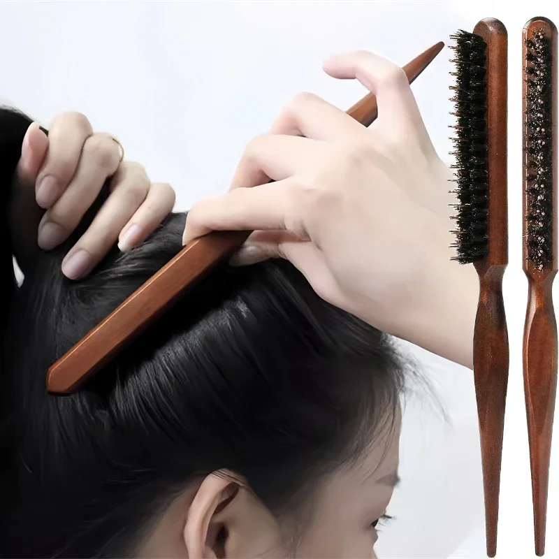 Pig Bristle Three Rows Comb Professional Wooden Salon Hair Styling ...
