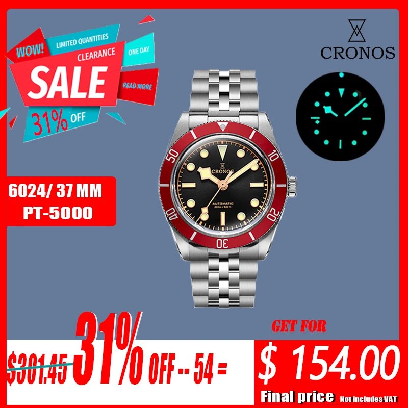 Cronos-Luxury-Men-s-Watches-37mm-BB54-Diver-Watch-Vintage-Automatic ...