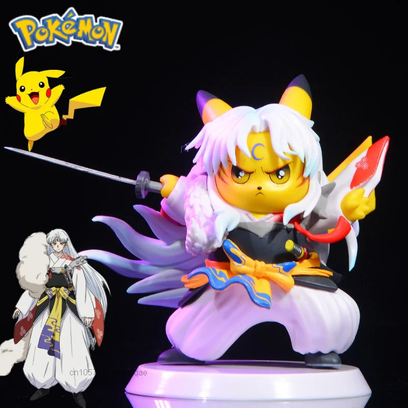 10CM-Anime-Pokemon-Pikachu-Cosplay-Inuyasha-Sesshomaru-Action-Figures ...