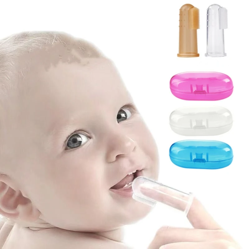 Baby Finger Toothbrush Silicon Toothbrush+box Children Teeth Clear Soft ...
