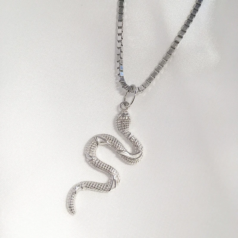925 Sterling Silver Python Snake Pendant Necklace For Women Mens ...
