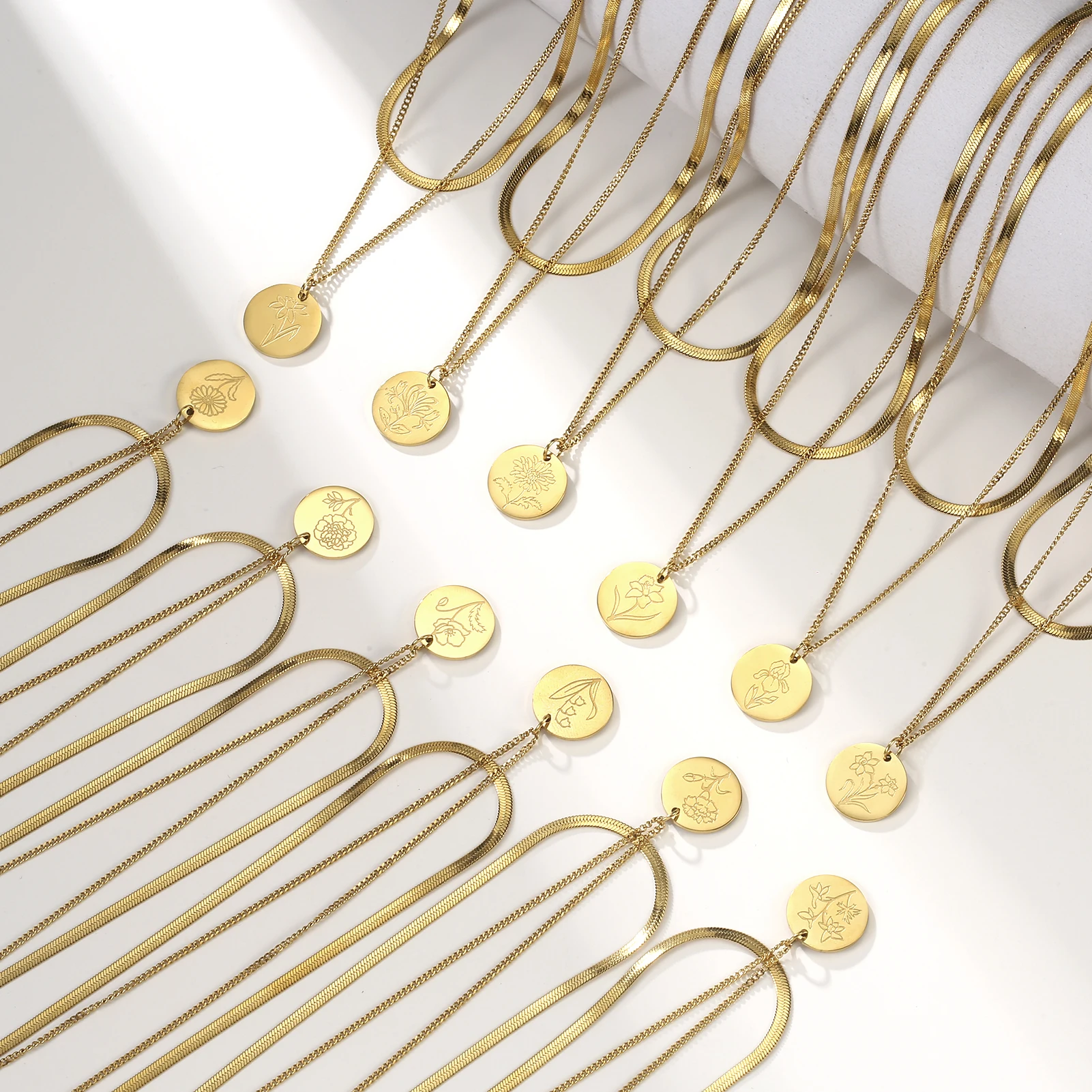 Skyrim-Birth-Month-Flower-Necklace-Double-Layer-Neck-Chains-for-Women ...