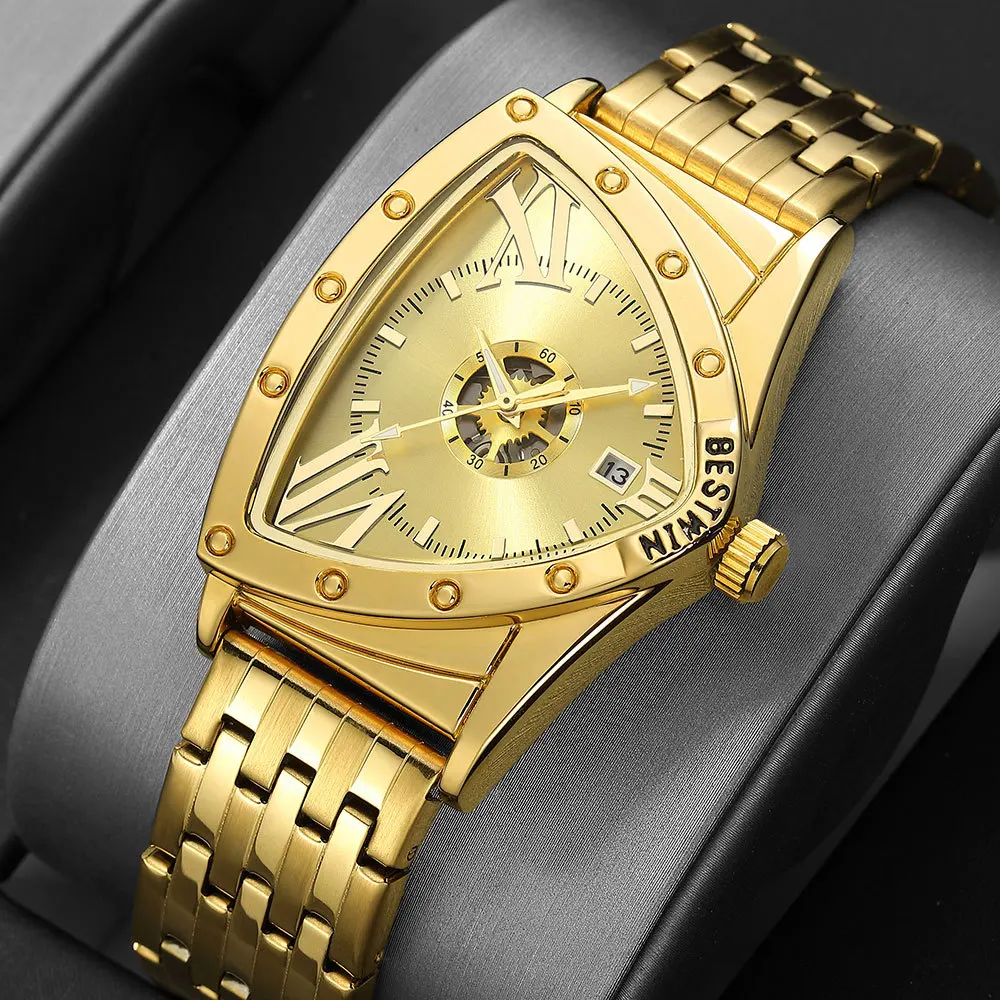 Triangle-Men-Sports-Quartz-Watch-For-Male-Clock-Golden-Waterproof-Men ...